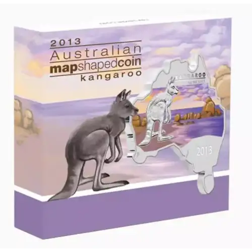 2013 1oz Australia Perth Mint KANGAROO Australian Map Shaped .999 ...