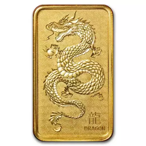 2024 1oz Australian Perth Mint Lunar Dragon .9999 Gold Bar (In Assay ...