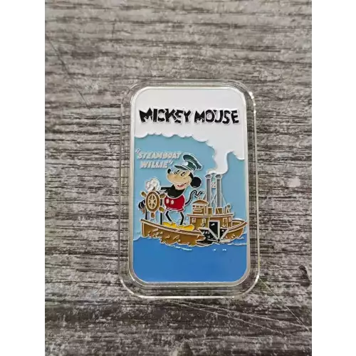 Steamboat Willie Enamel Style Color 1 oz silver bar - 200 mintage w ...
